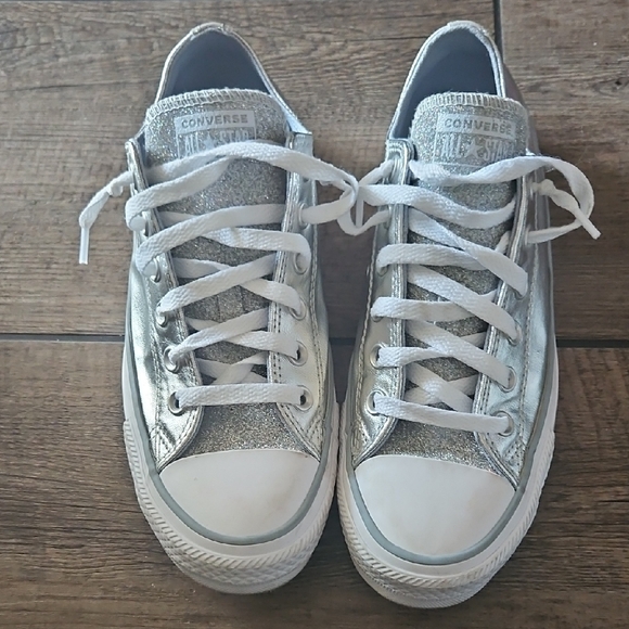 Converse | Shoes | Converse Metallic Silver Sneakers | Poshmark